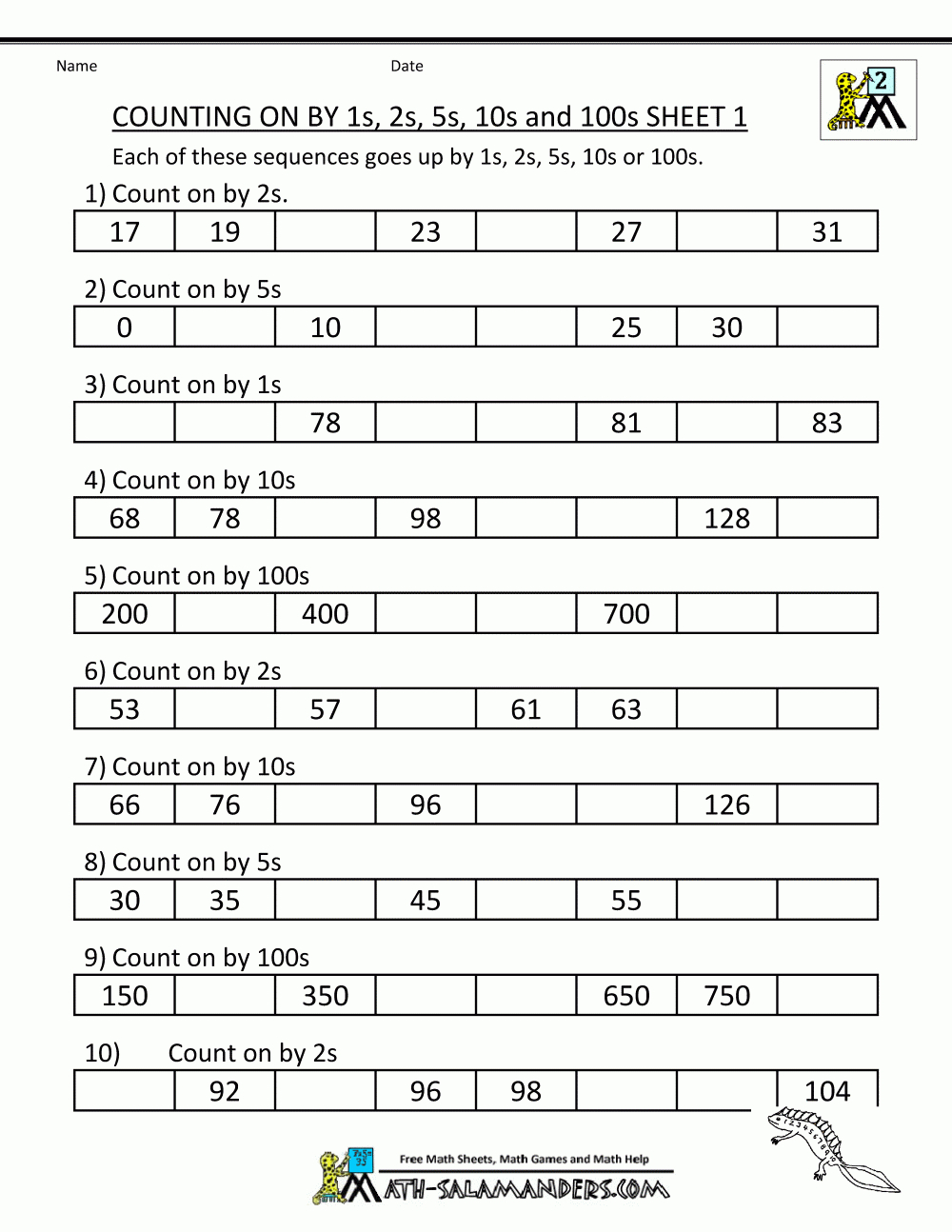Counting By Twos Worksheets Counting By Twos Worksheets