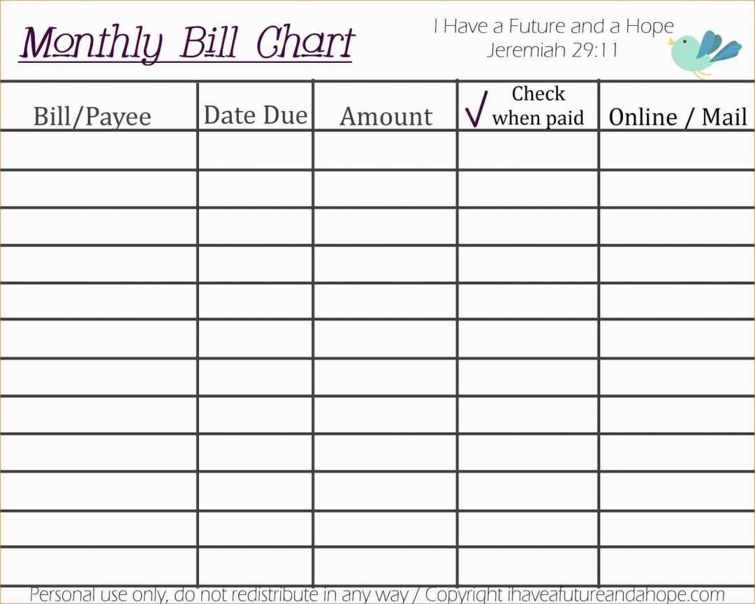 Free Printable Budget Worksheet Monthly Bill Payment Checklist Free