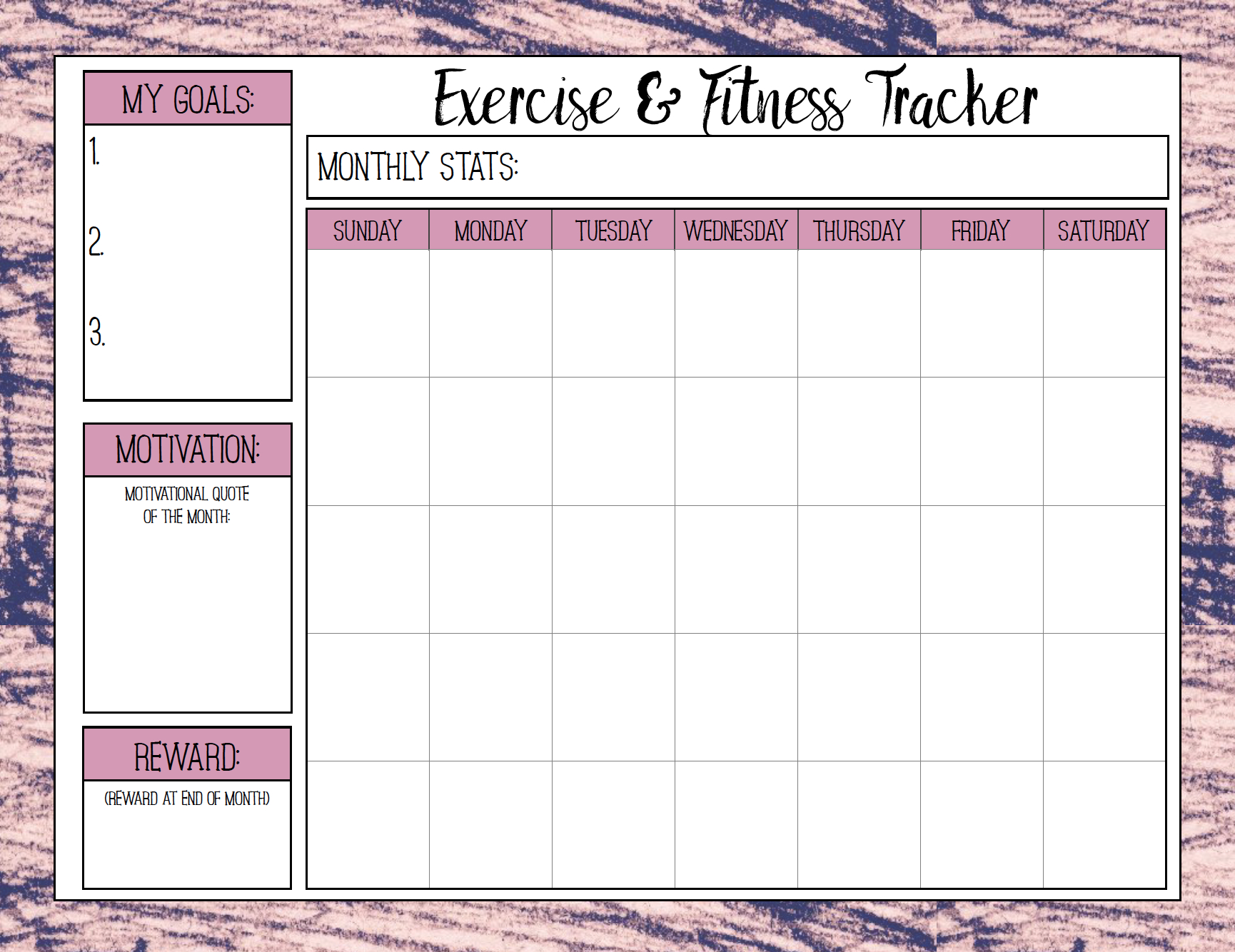 Printable Fitness Worksheets