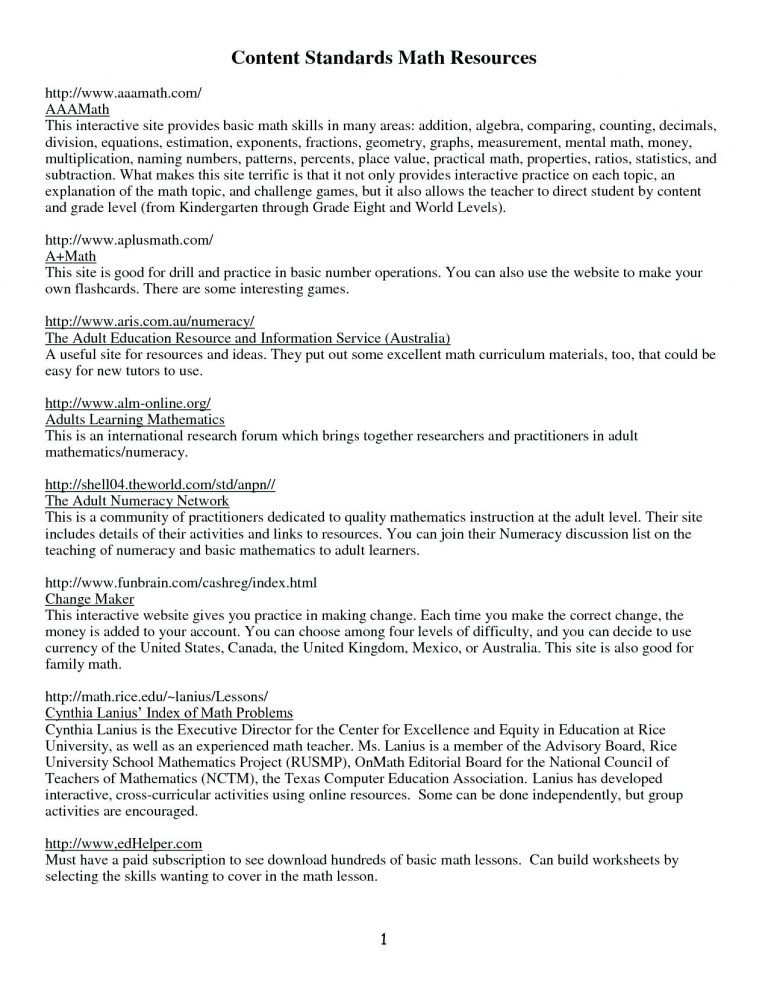 Ged Math Lesson Free Science Worksheets Life Printable Ged Math Free
