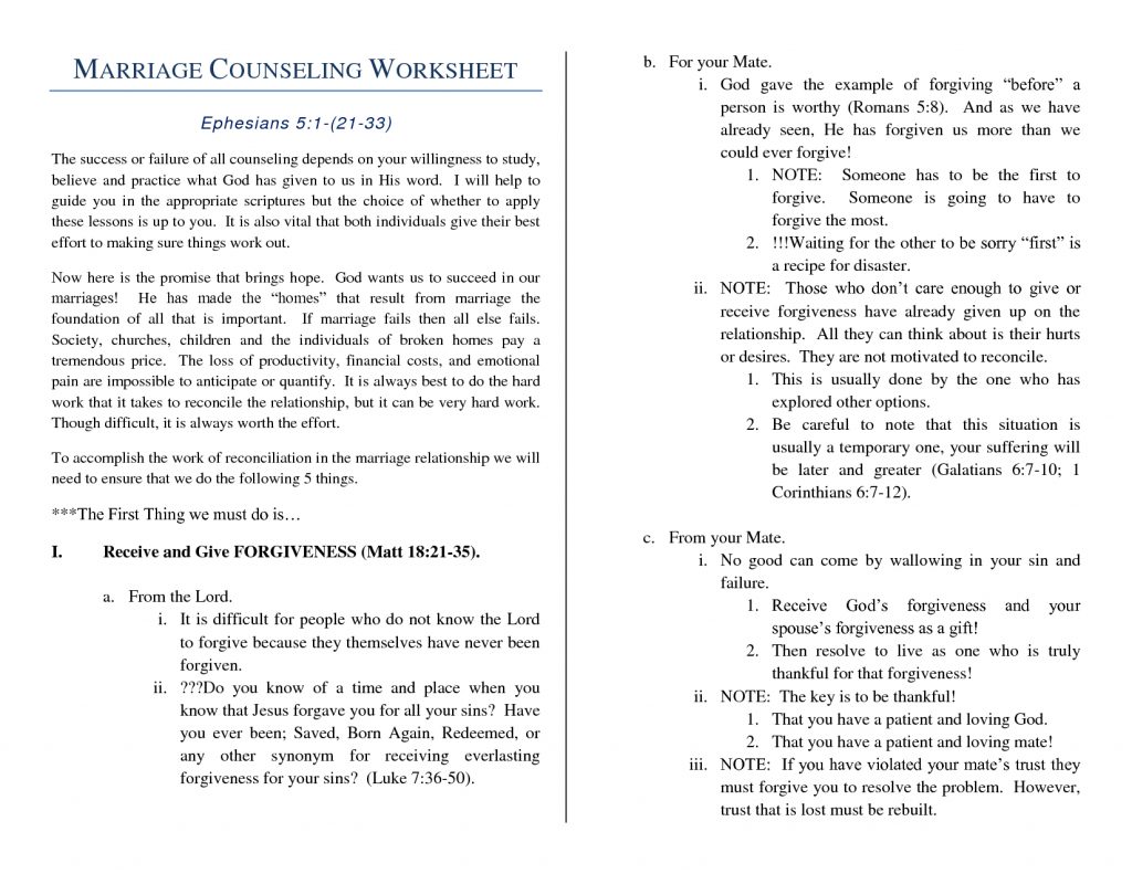 Marriage Help Worksheet Marriage Counseling Worksheet Couples