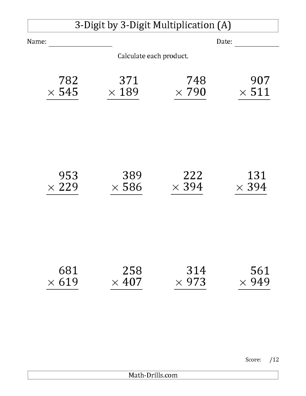 Printable 3 Digit Multiplication Worksheets Printable World Holiday