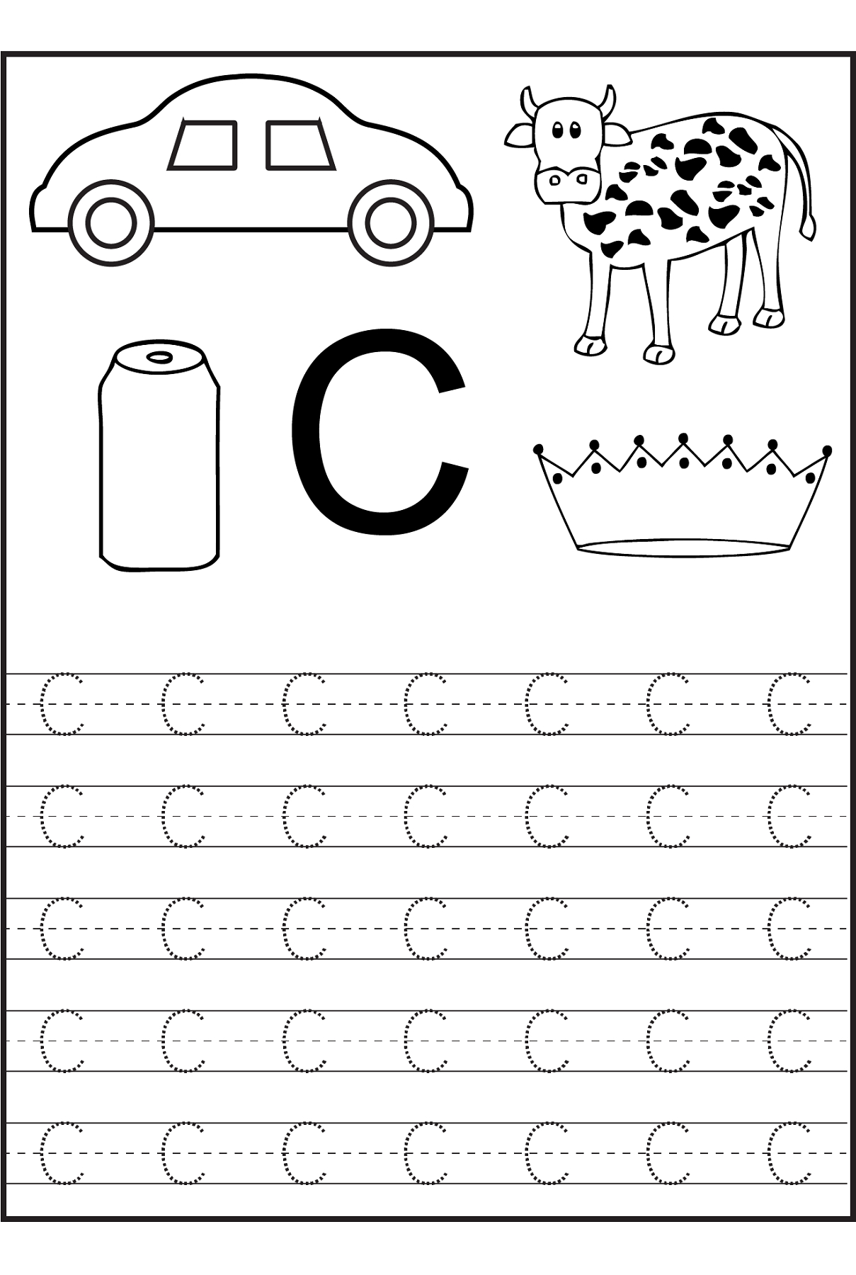 Free Printable Letter C Alphabet Learning Worksheet For Preschool